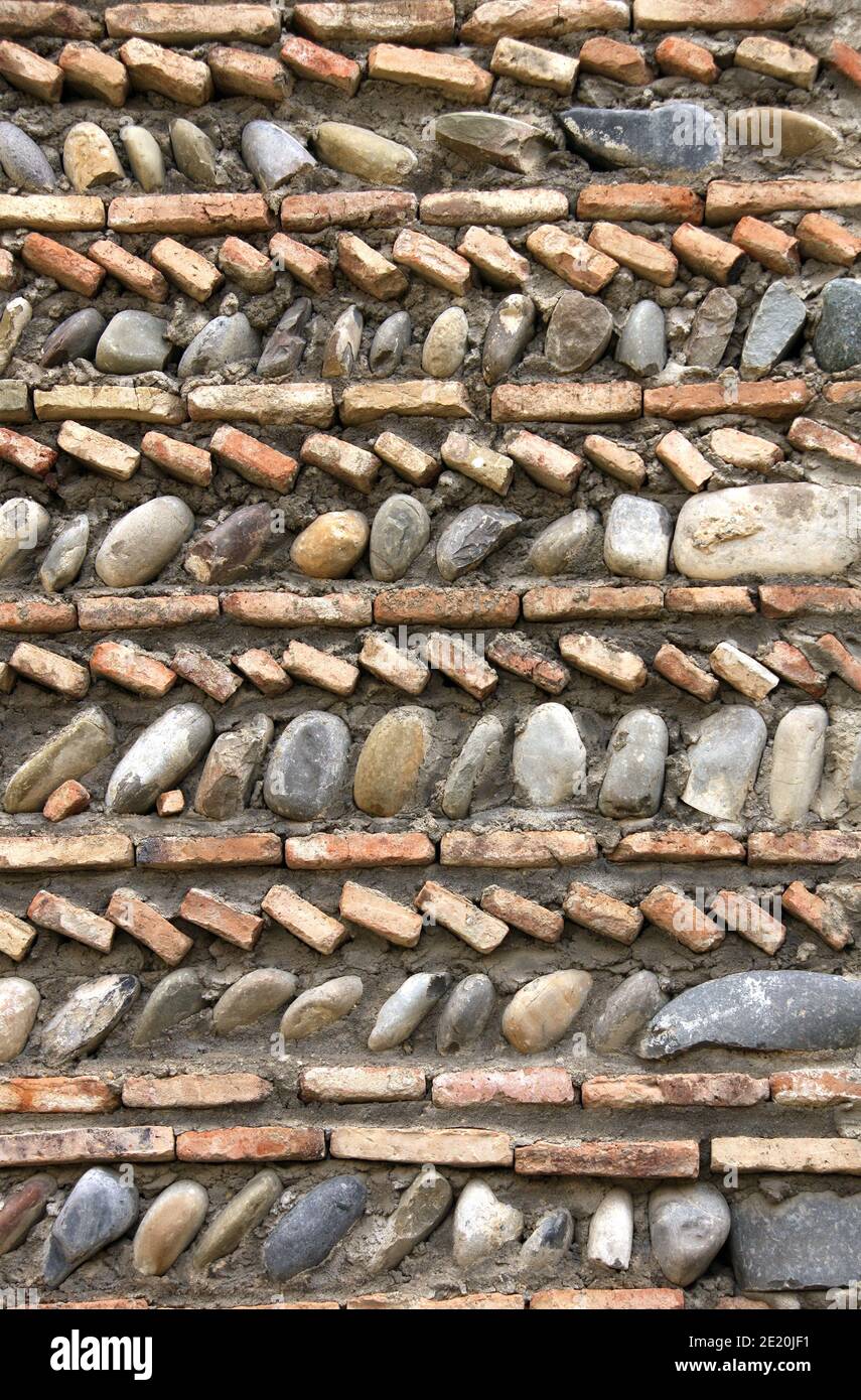Texture of ancient fortress wall with decorative with an ornament of ...