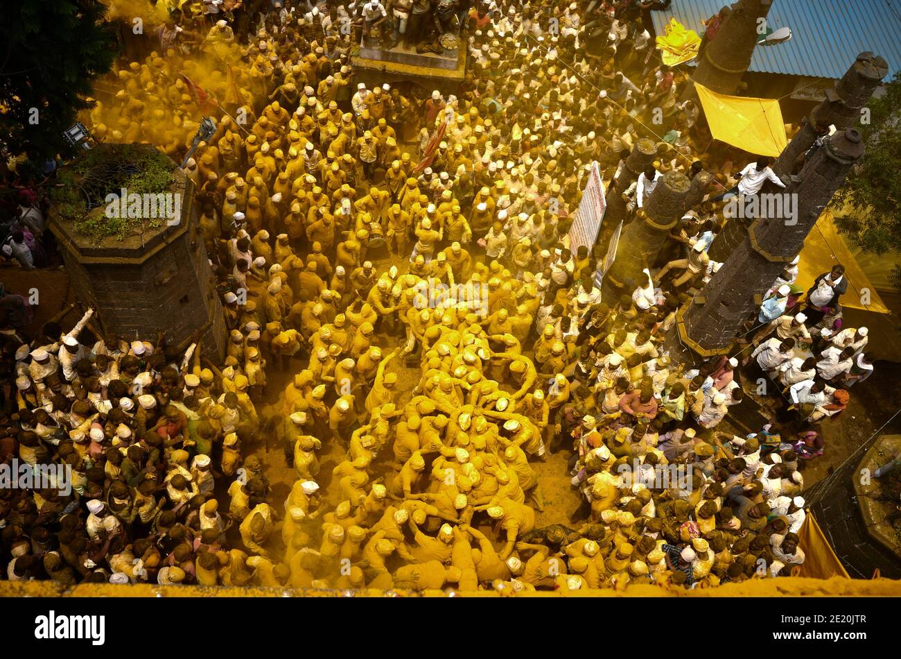 Bhandara the turmeric or haldi showering festival of jejuri Maharashtra ...