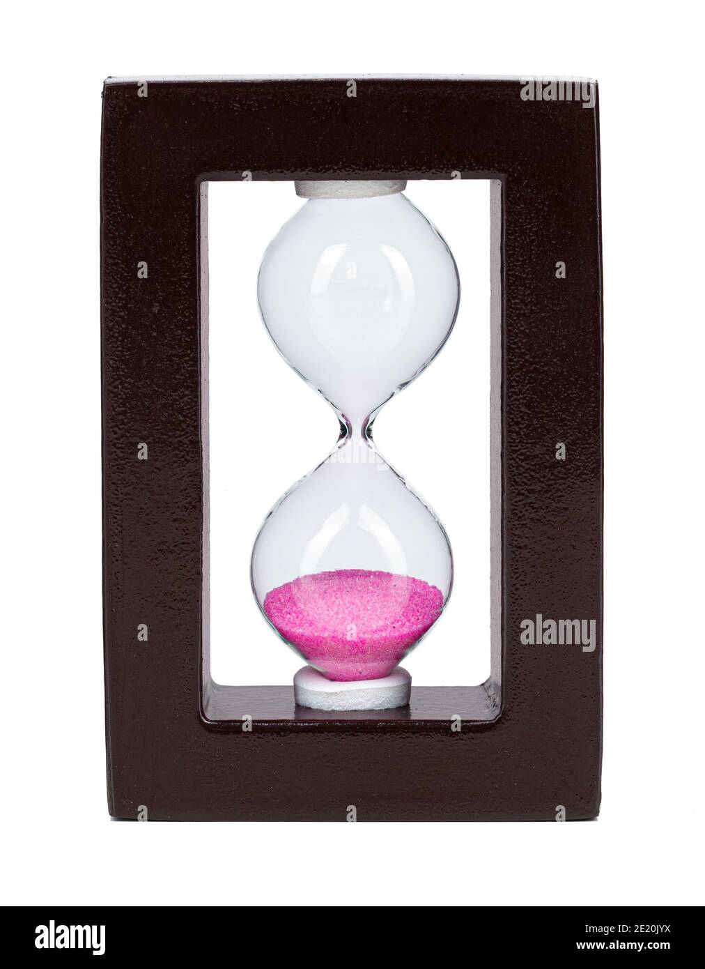 Hourglass with pink sand isolated on white background Stock Photo - Alamy