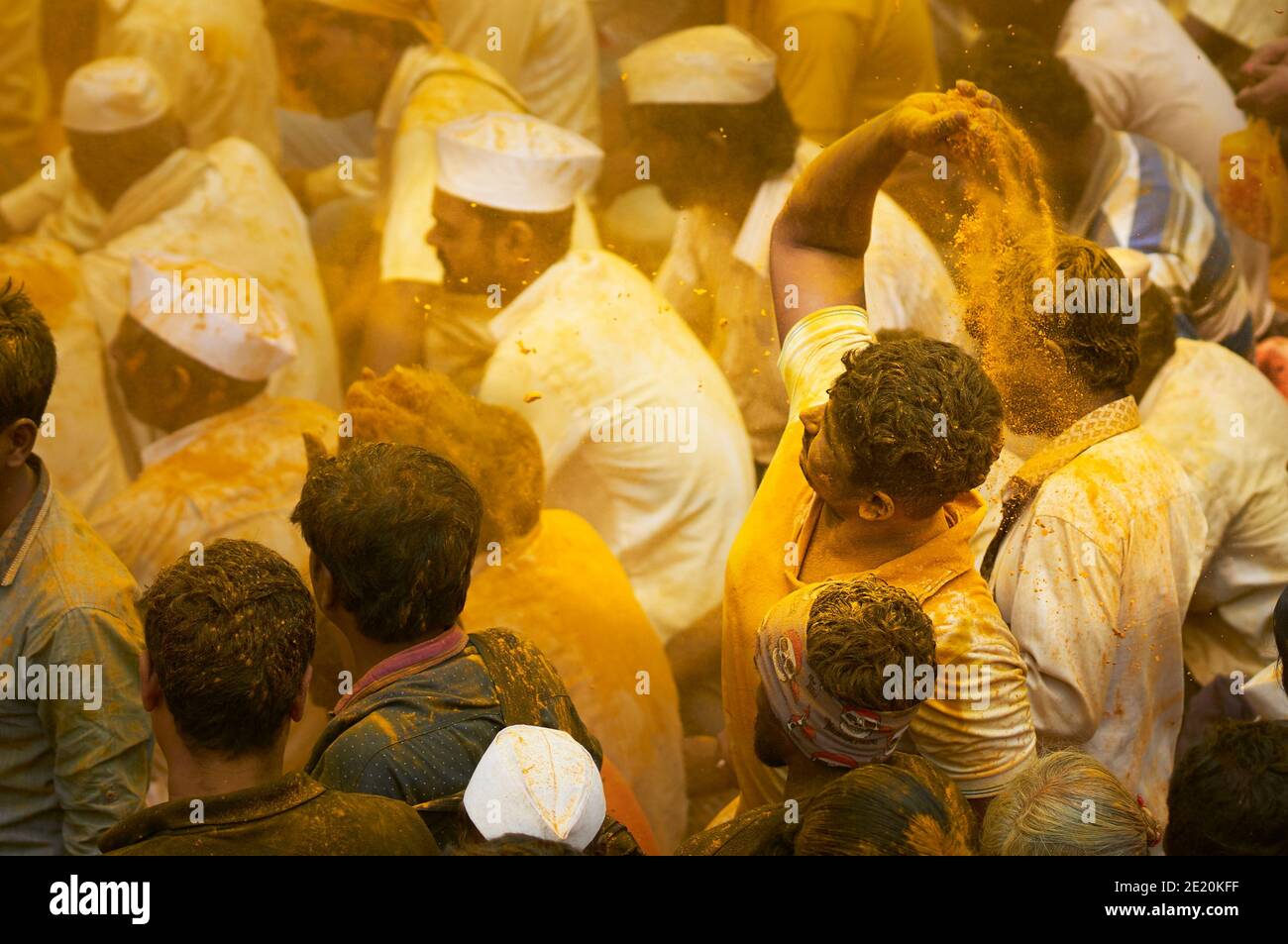 Bhandara the turmeric or haldi showering festival of jejuri Maharashtra ...