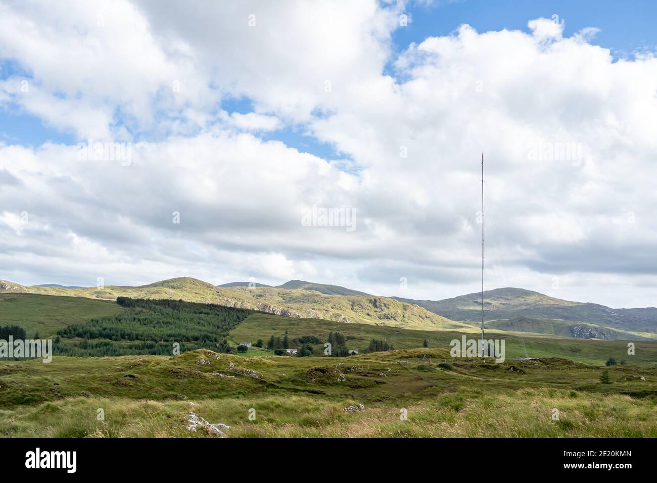 Street view of transmitter tower on an agricultural field in the irish ...