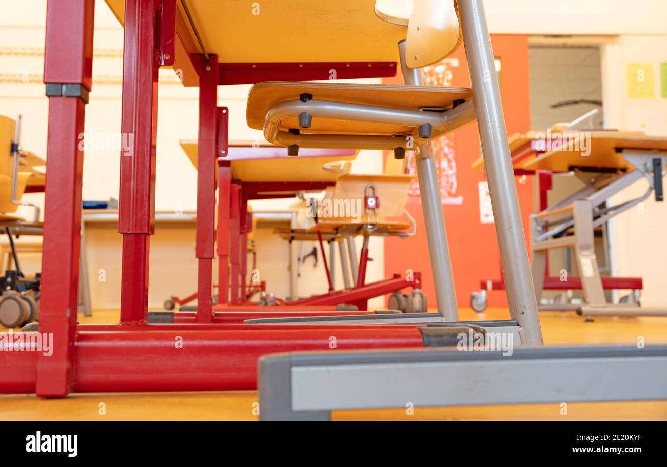 Special school desk for disabled children, modern equipment Stock Photo ...