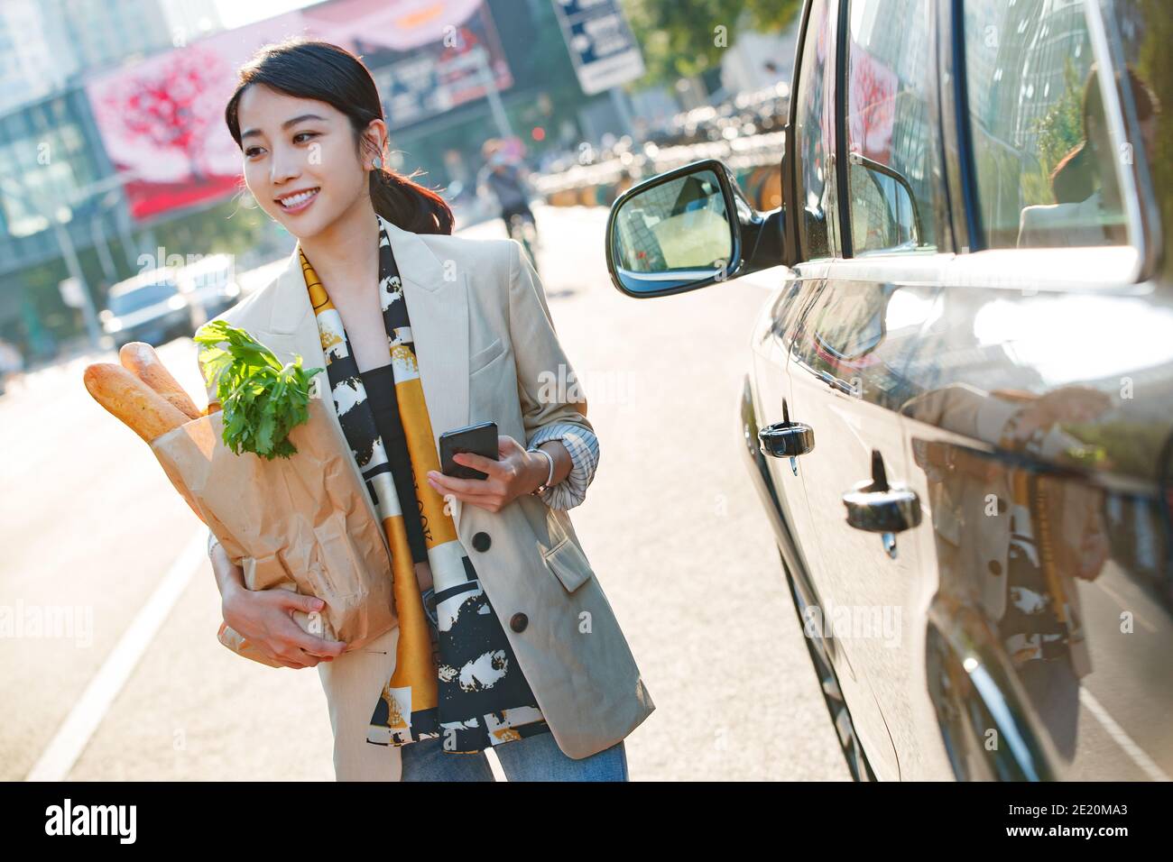 After shopping young woman Stock Photo - Alamy