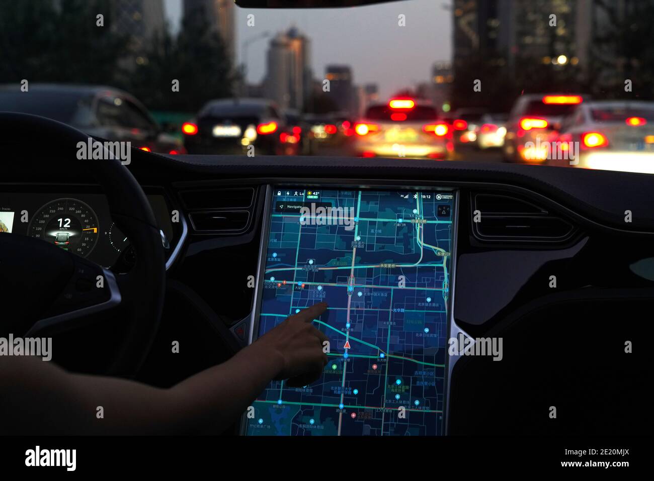 When the car driving set navigation destination Stock Photo - Alamy