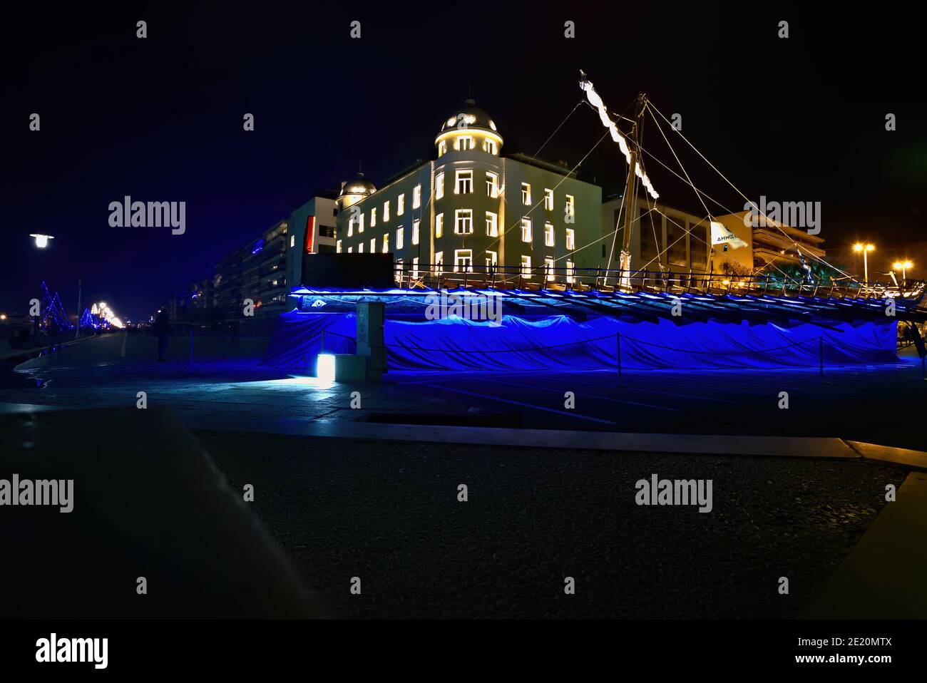 Volos, Greece, decorated for the Christmas holidays. Absolute tourist ...