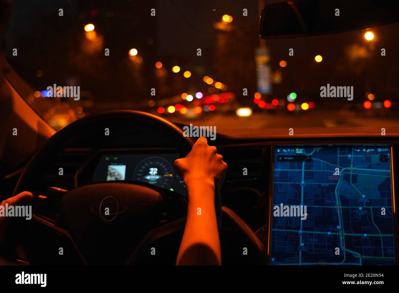 Displayed on the screen when the car driving road conditions in real ...