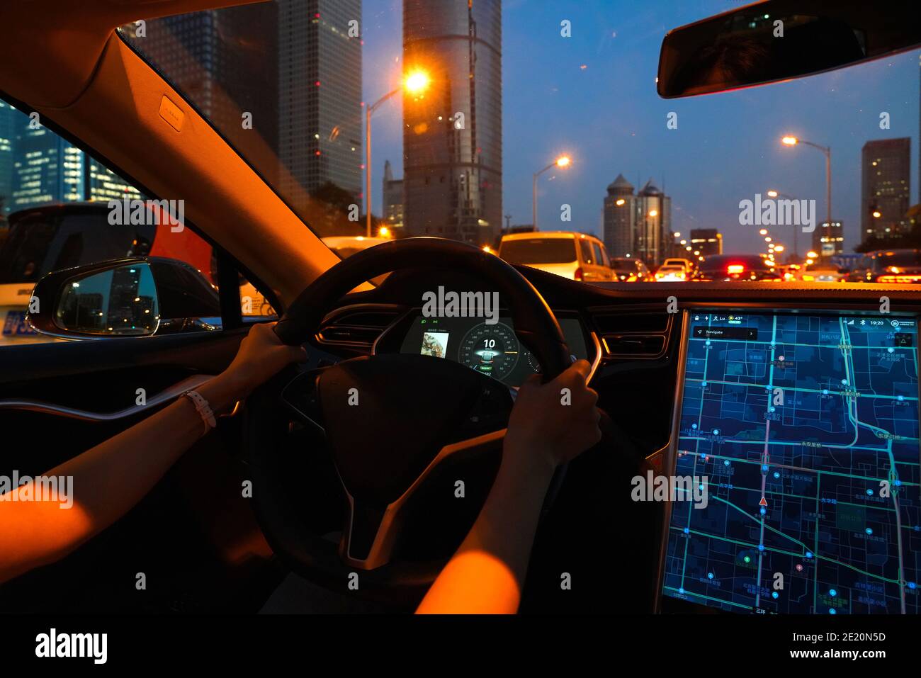 Displayed on the screen when the car driving road conditions in real ...