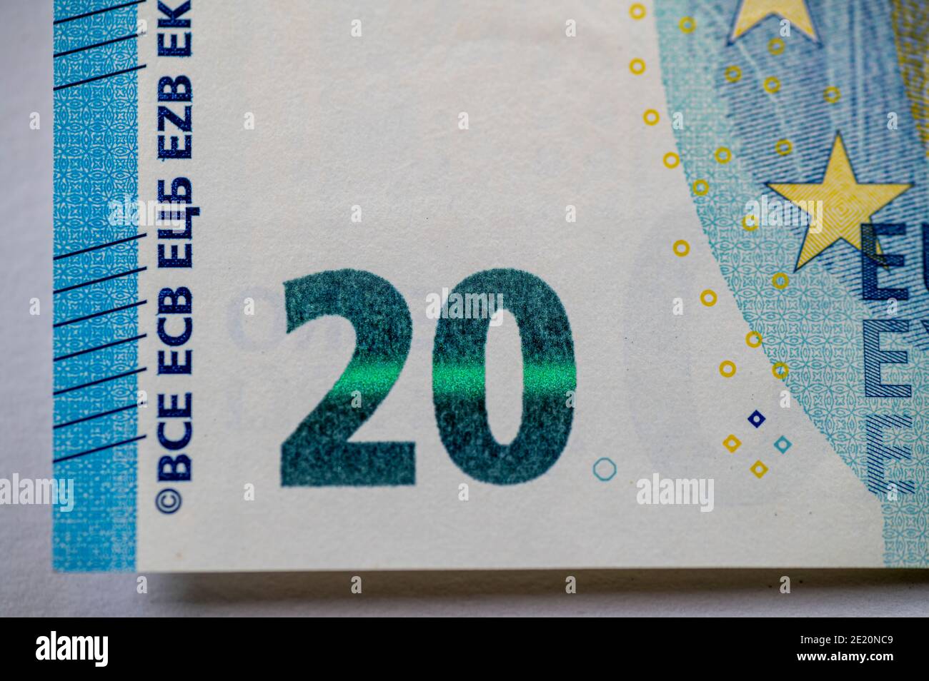 the detail 20 euro banknote on a white background Stock Photo - Alamy