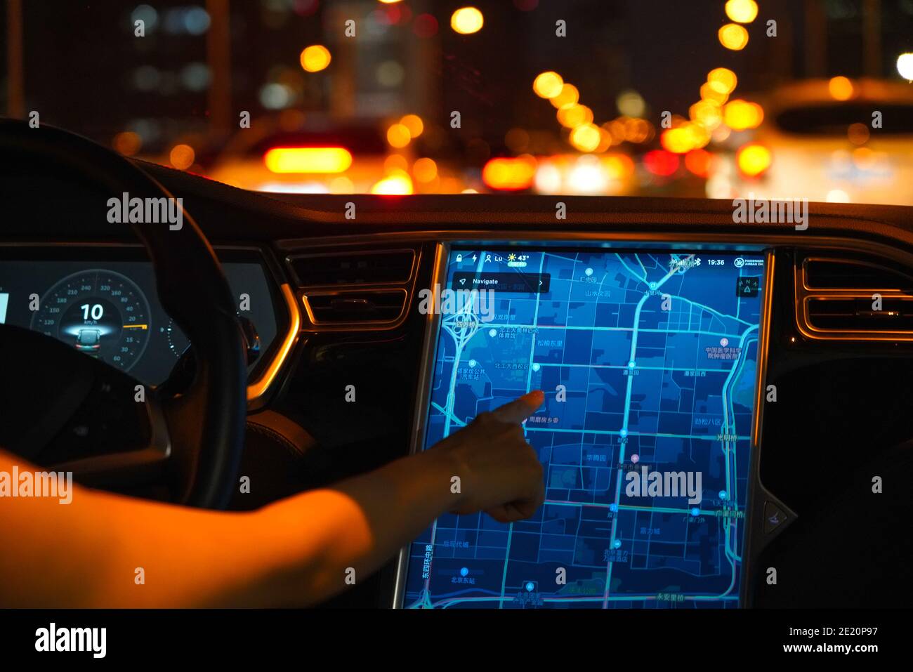 When the car driving set navigation destination Stock Photo - Alamy