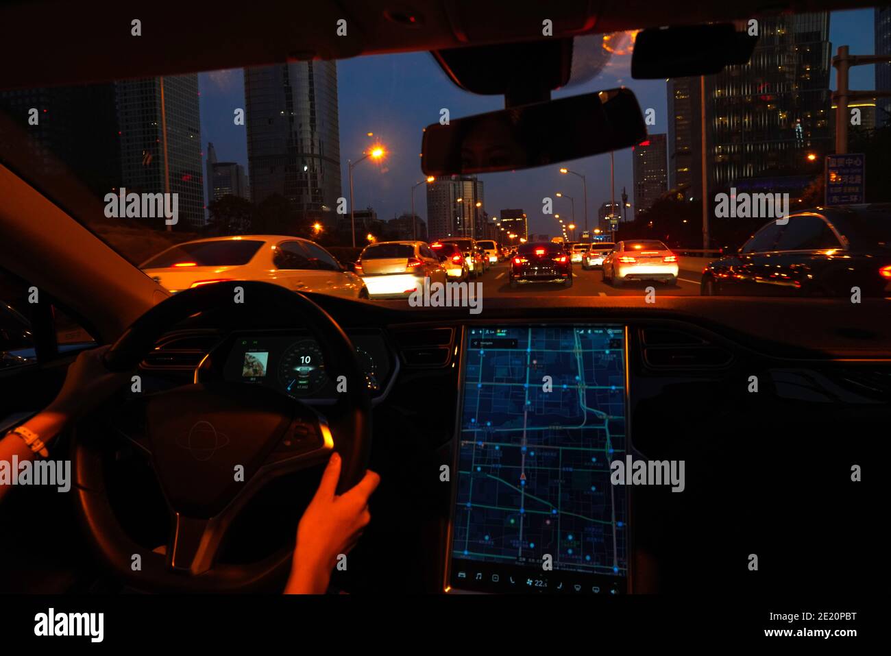 When the car driving road conditions in real time Stock Photo - Alamy
