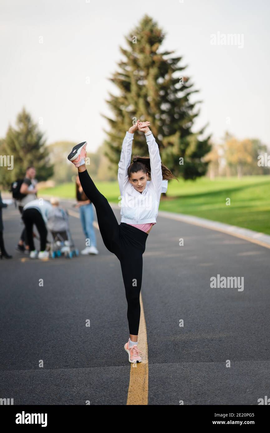 Girl doing splits on balance hi-res stock photography and images - Alamy