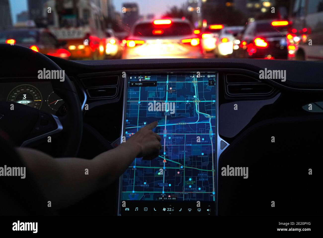 When the car driving set navigation destination Stock Photo - Alamy