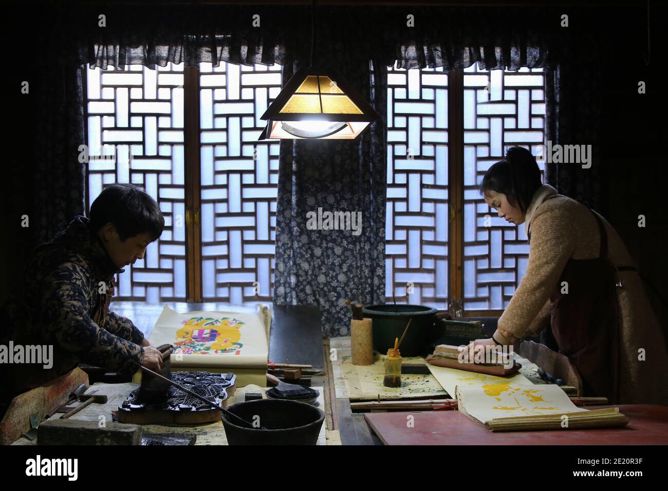 Hand block printing processes hi-res stock photography and images - Alamy