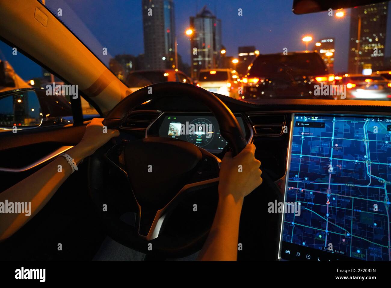 When the car driving road conditions in real time Stock Photo - Alamy