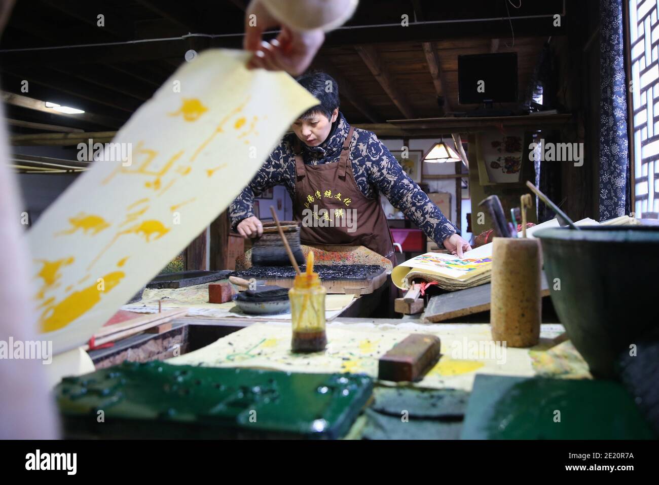 Hand block printing processes hi-res stock photography and images - Alamy