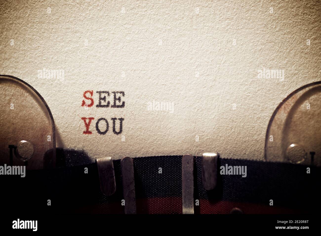 See you phrase written with a typewriter Stock Photo - Alamy