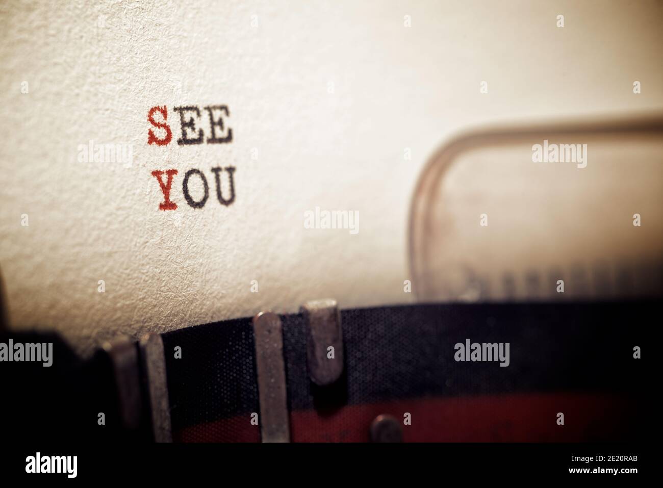 See you phrase written with a typewriter Stock Photo - Alamy