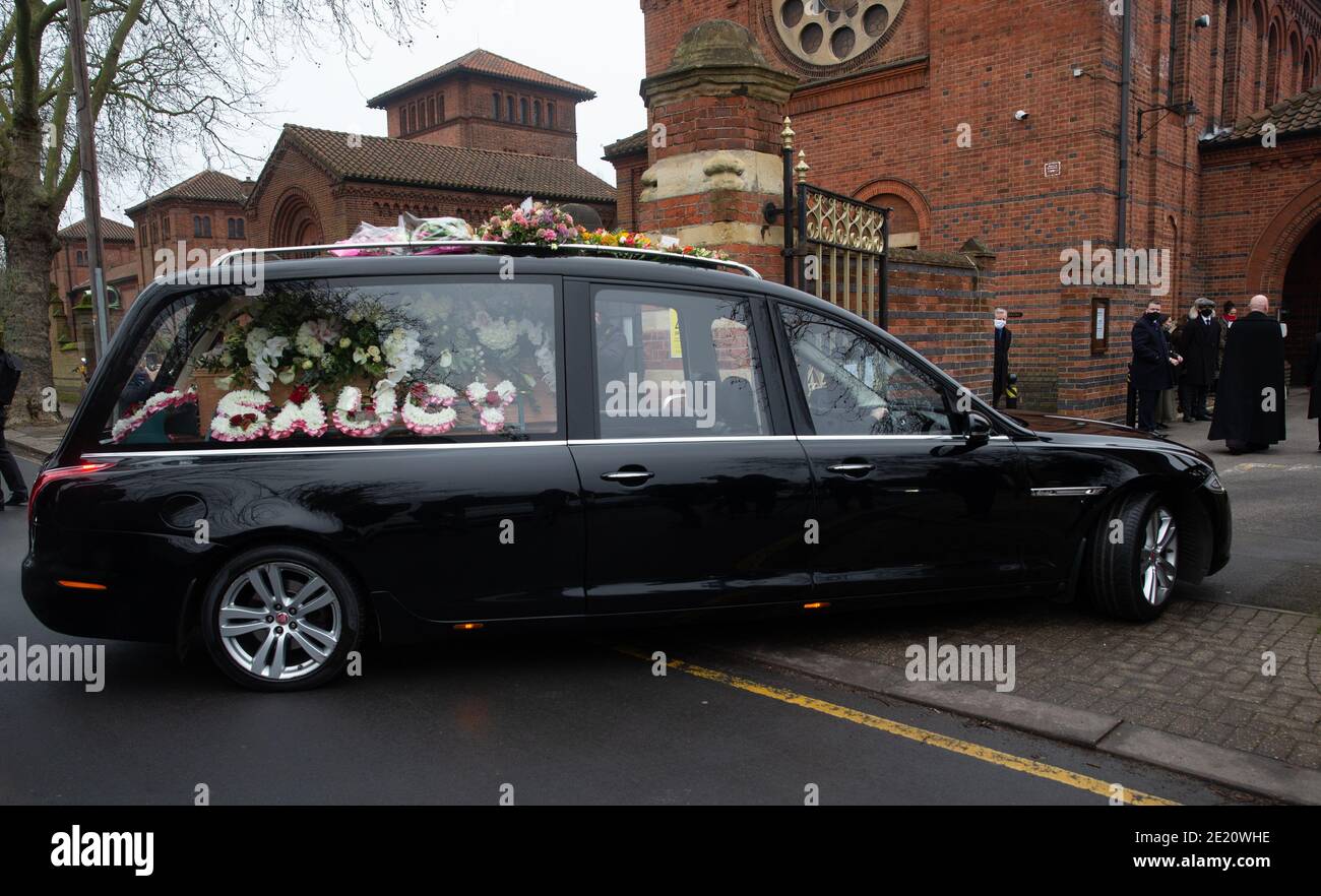 The Hearse carrying the body of Dame Barbara Windsor arrives at Golders ...