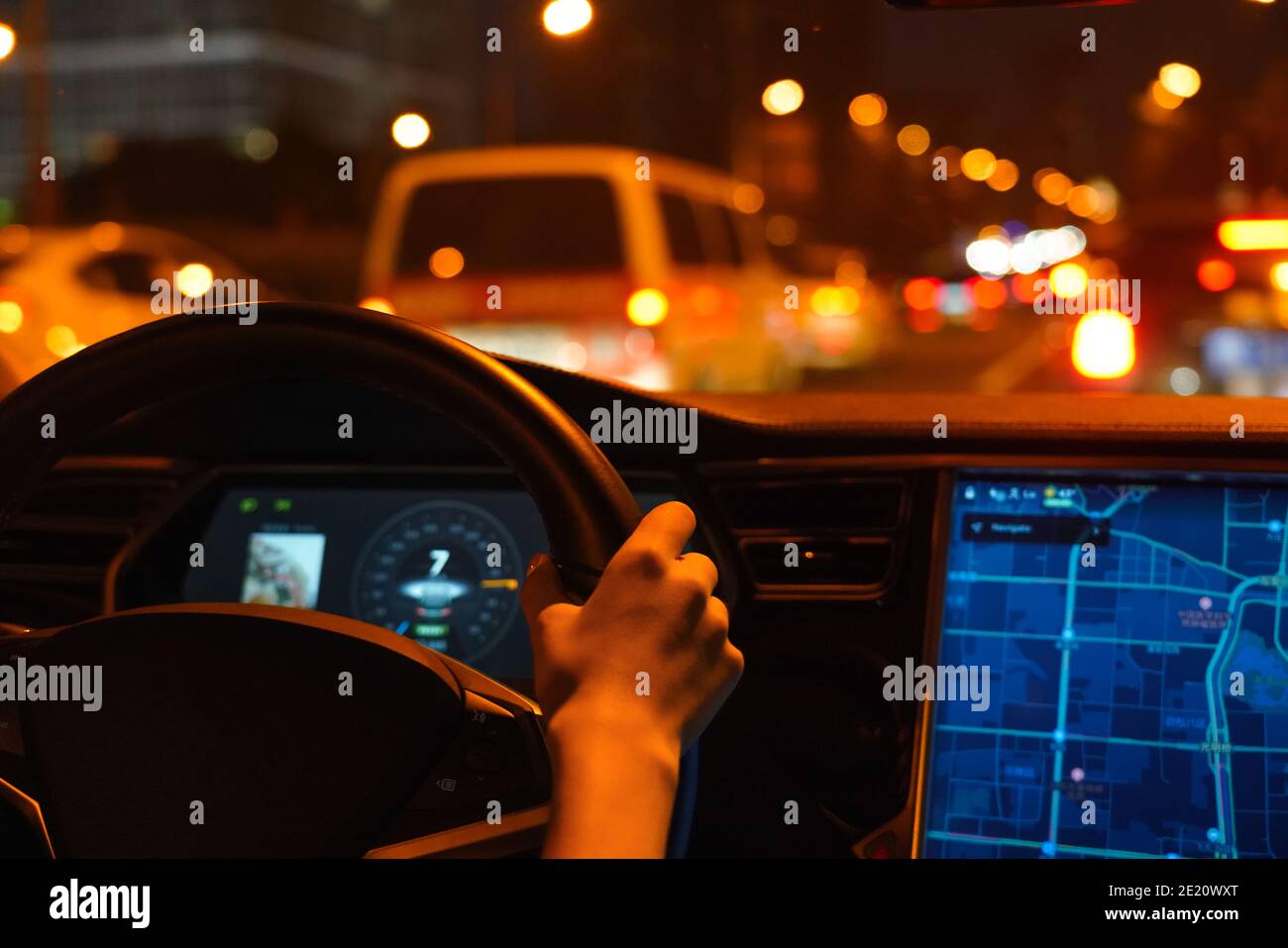 Car dashboard illuminated traffic jam hi-res stock photography and ...
