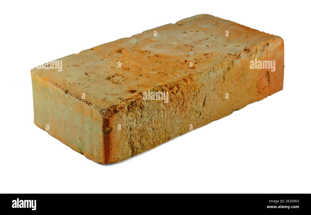 Red brick isolated on white background Stock Photo - Alamy