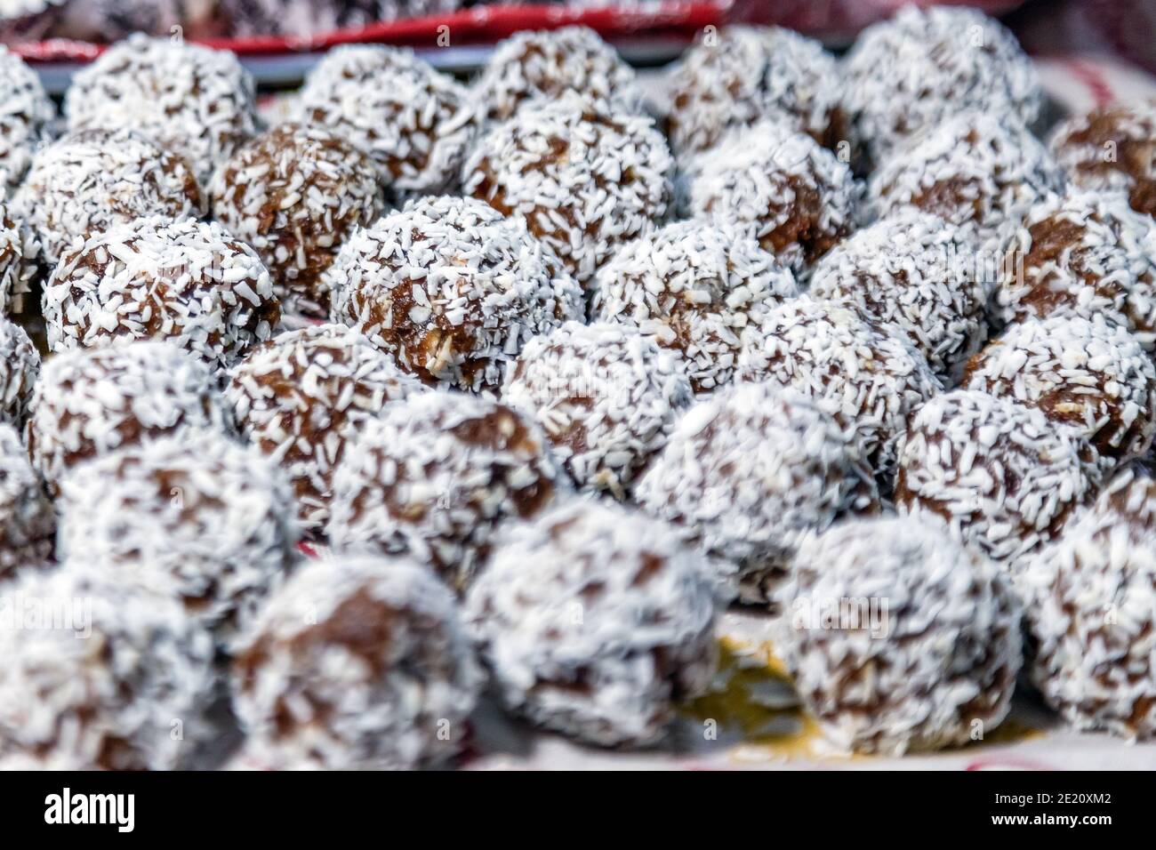Indian vegan desert, sweet balls close up. Depth of field Stock Photo ...