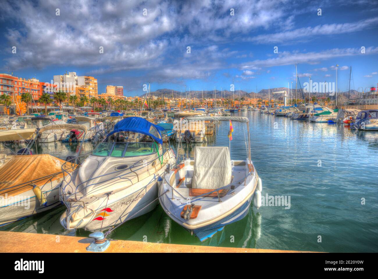 Puerto de Mazarron Murcia Spain with boats in marina coast town by the ...