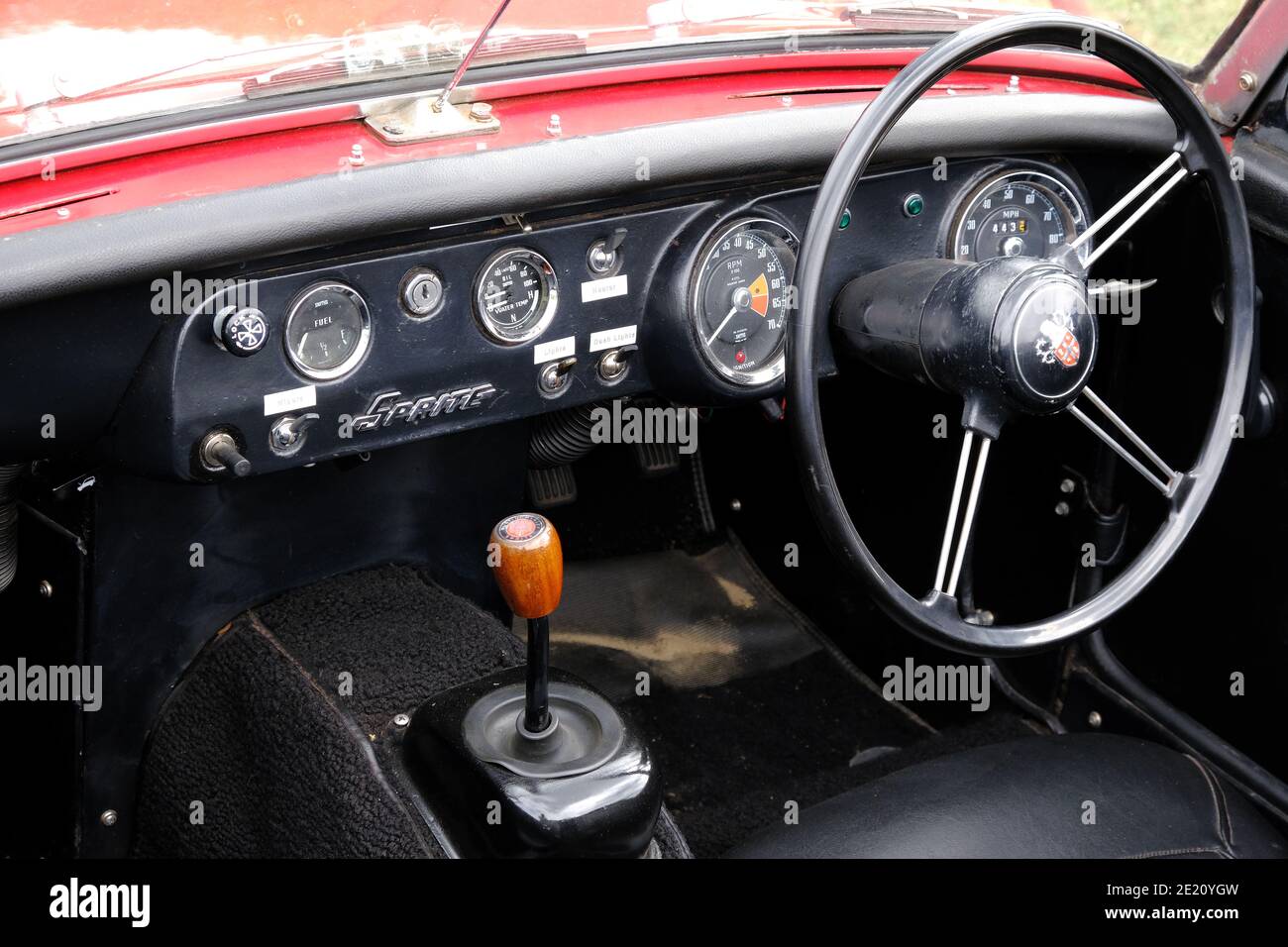 Interior and controls of old Exclusive Luxury "Austin Healey Sprite ...