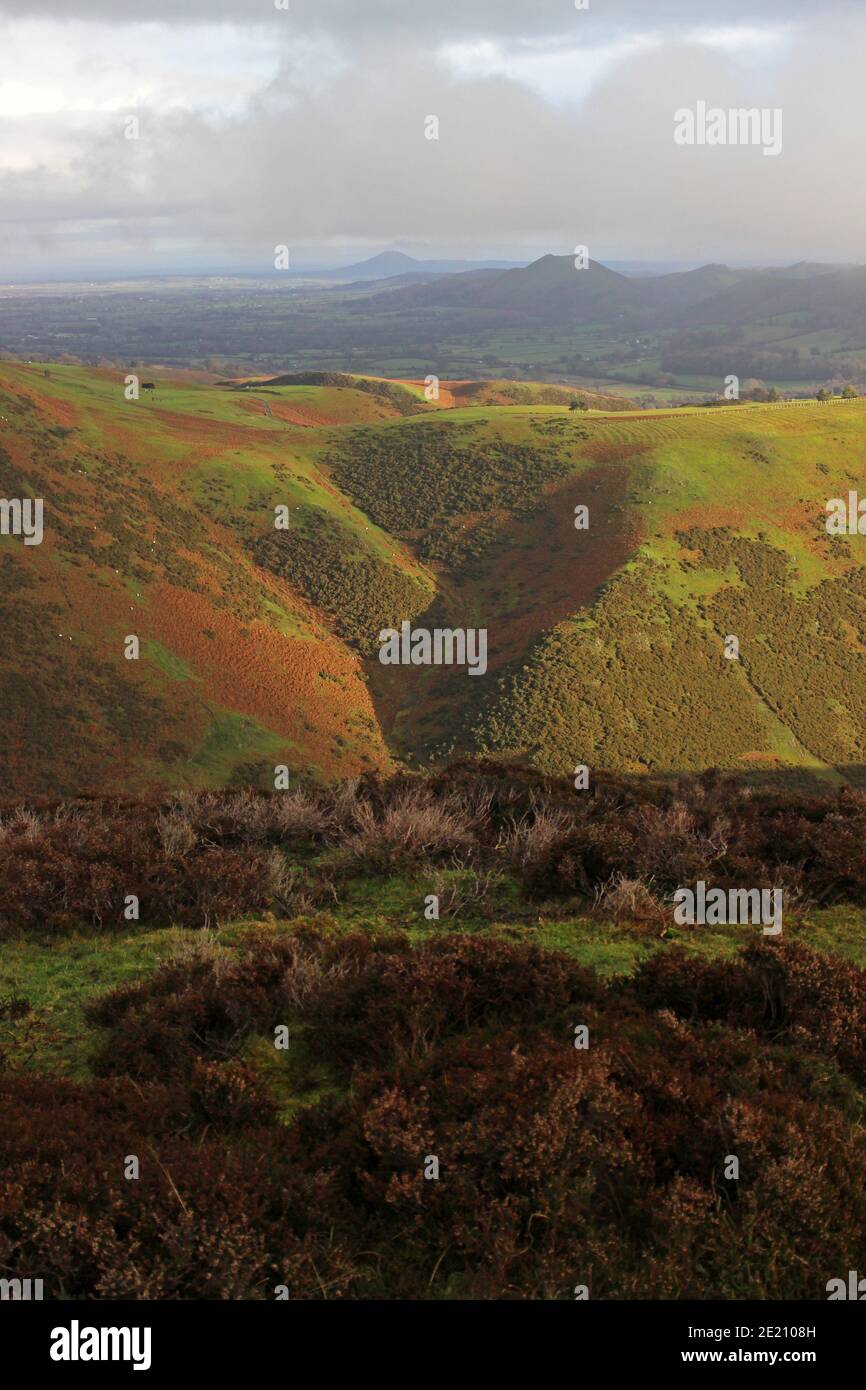 Views of Church Stretton Golf Course from Long Mynd, Shropshire Stock ...