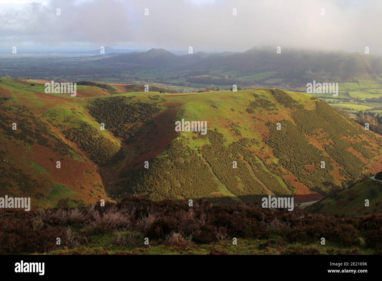 Views of Church Stretton Golf Course from Long Mynd, Shropshire Stock ...