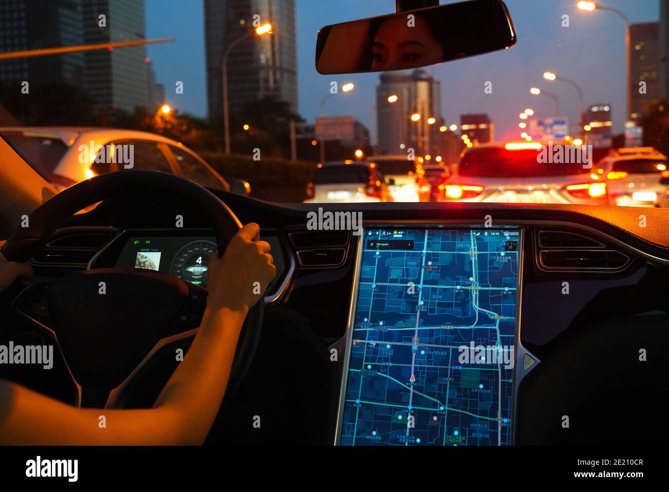 Displaying a map on the screen when driving a car Stock Photo - Alamy