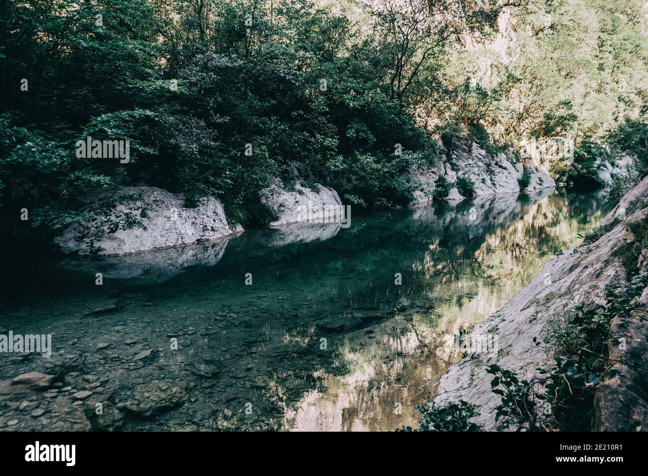 Landscape of green mountains in sadernes, catalonia, spain Stock Photo ...