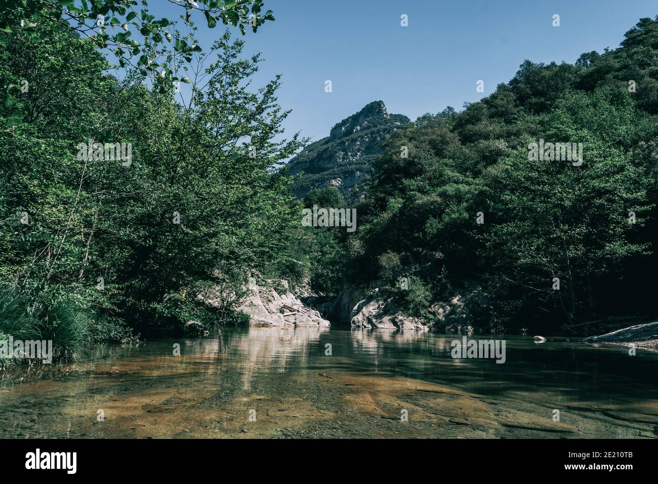 Landscape of green mountains in sadernes, catalonia, spain Stock Photo ...