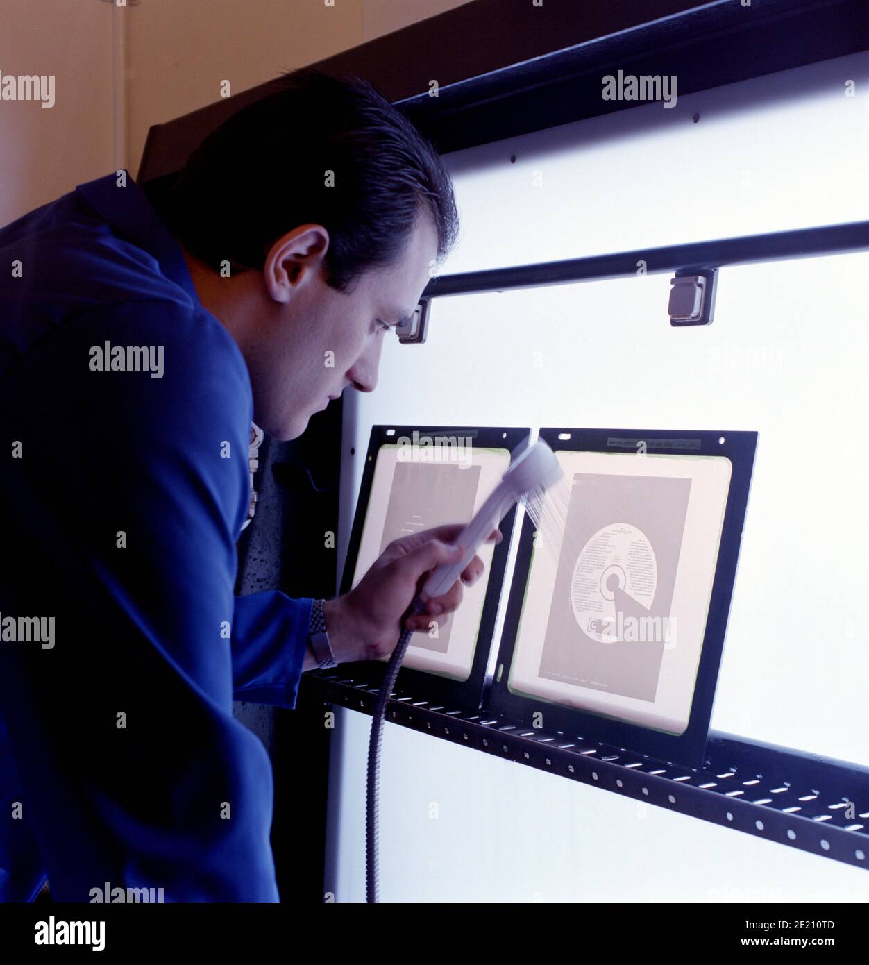Silk Screen Production, Washing down separations Stock Photo - Alamy