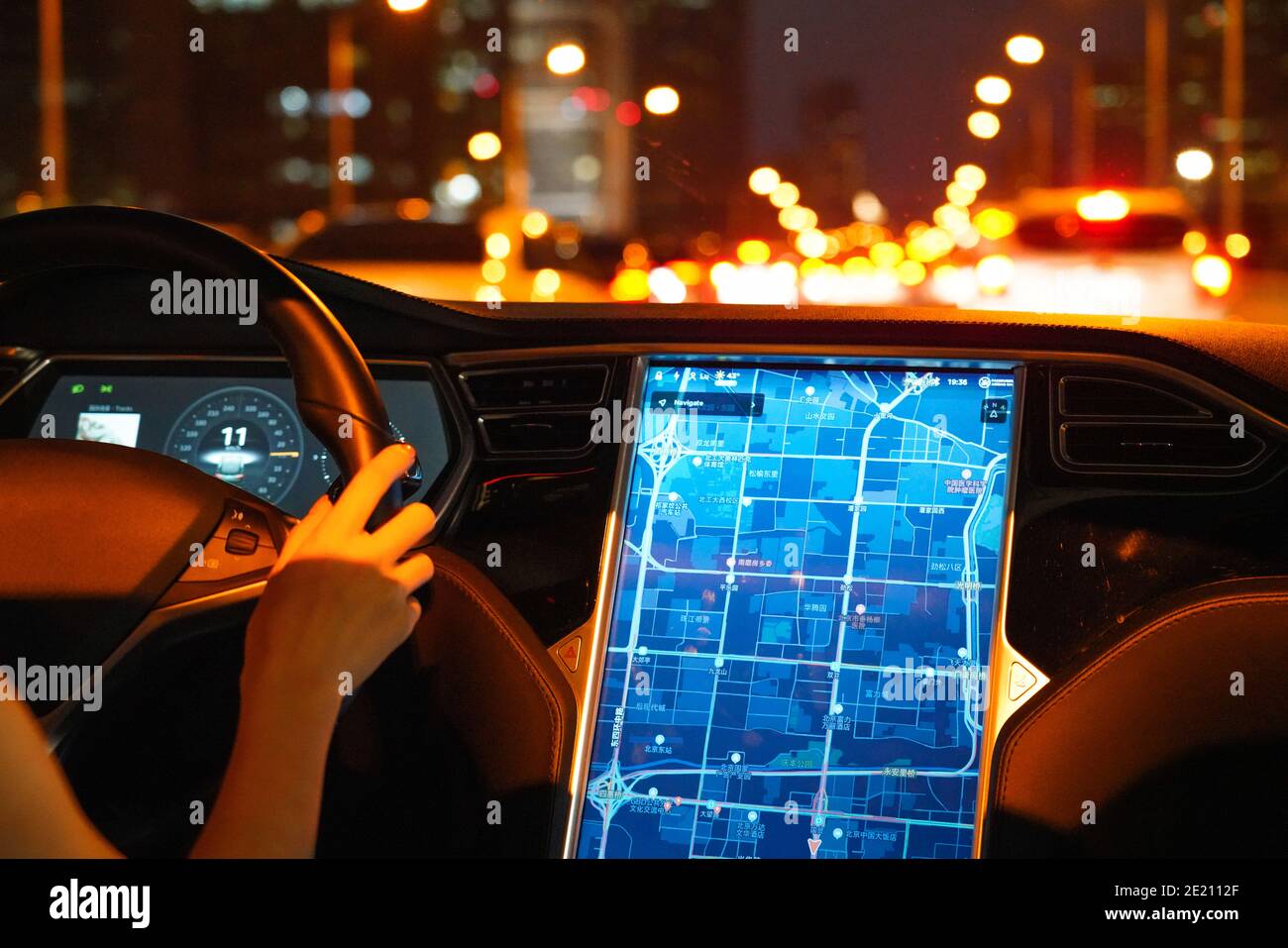 Displaying a map on the screen when driving a car Stock Photo - Alamy