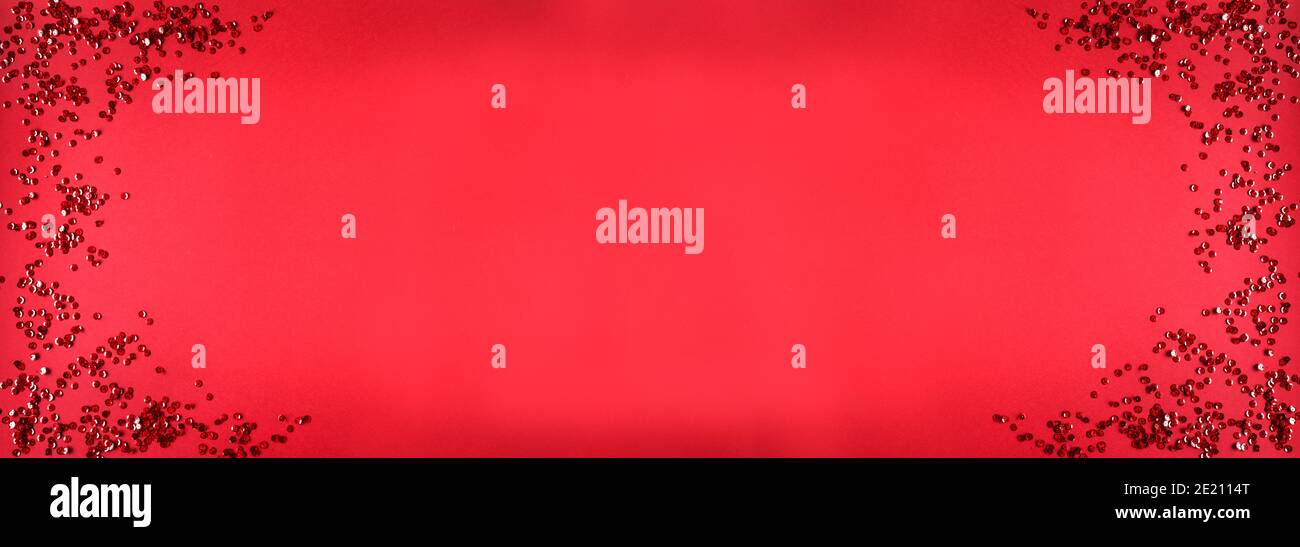Red Glitter Frame background, shiny sparkles on red, banner, copy space ...