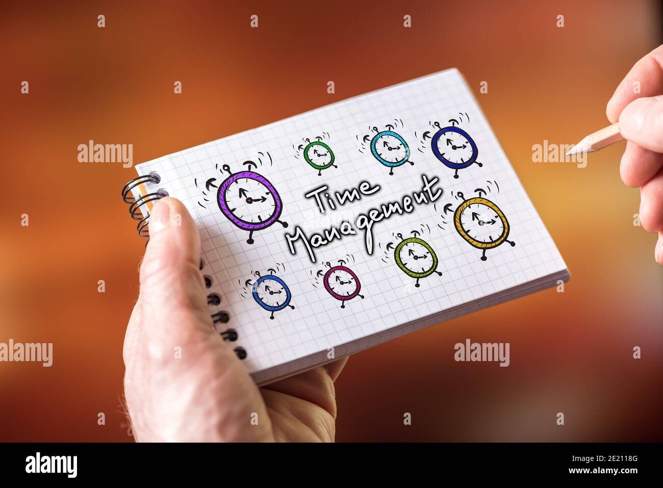Hand drawing time management concept on a notepad Stock Photo - Alamy
