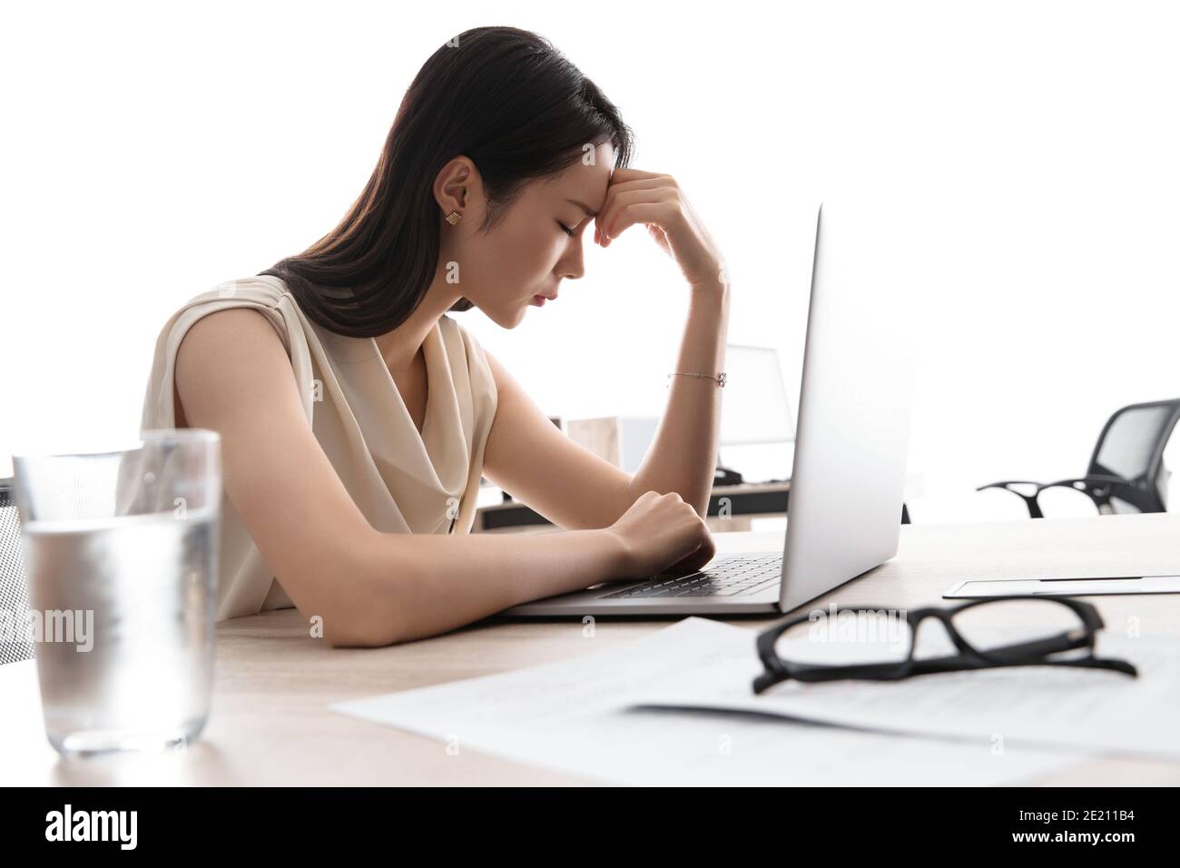 Work tired business lady Stock Photo - Alamy