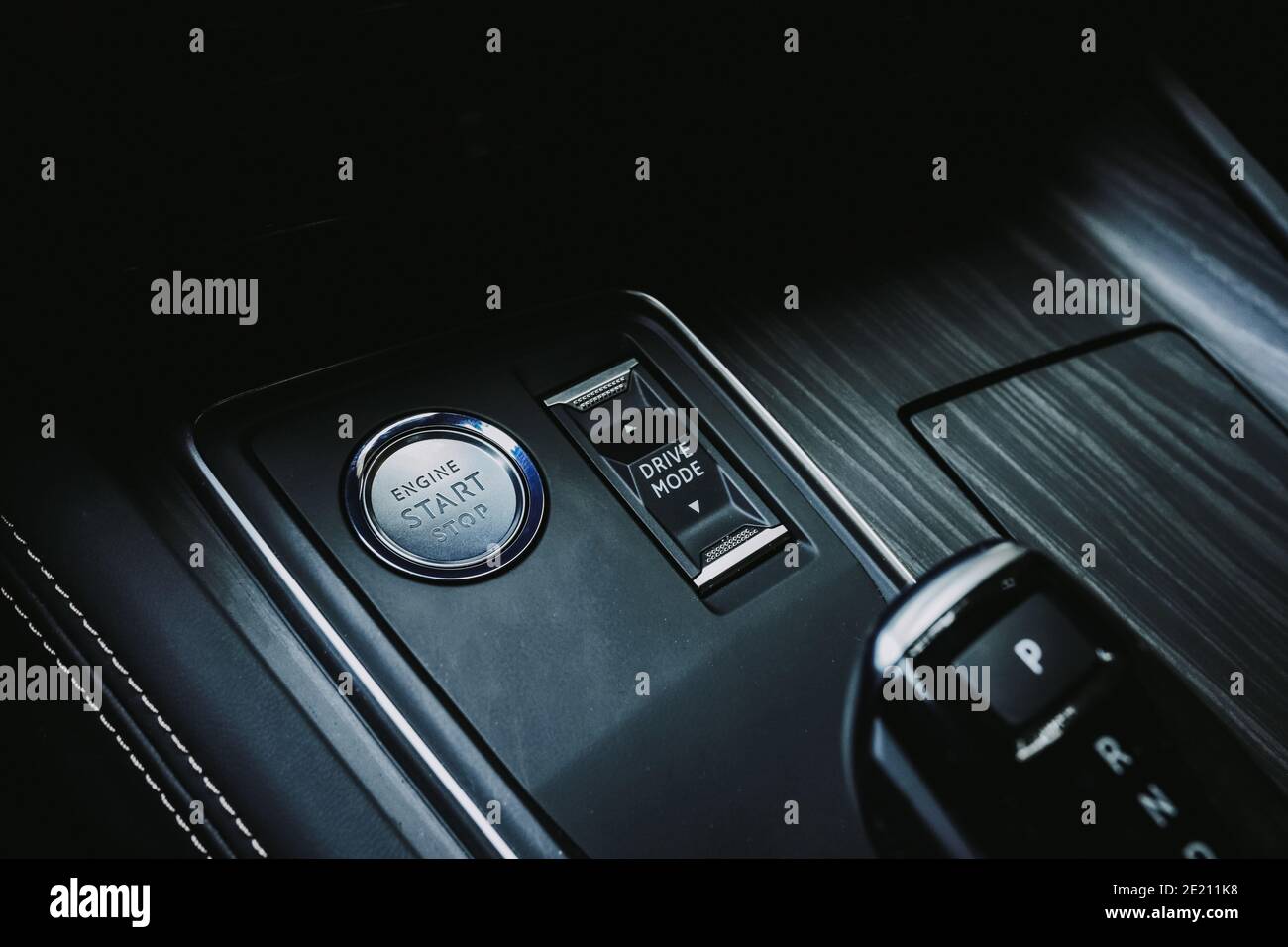 Closeup of modern new start-stop engine car button Stock Photo - Alamy