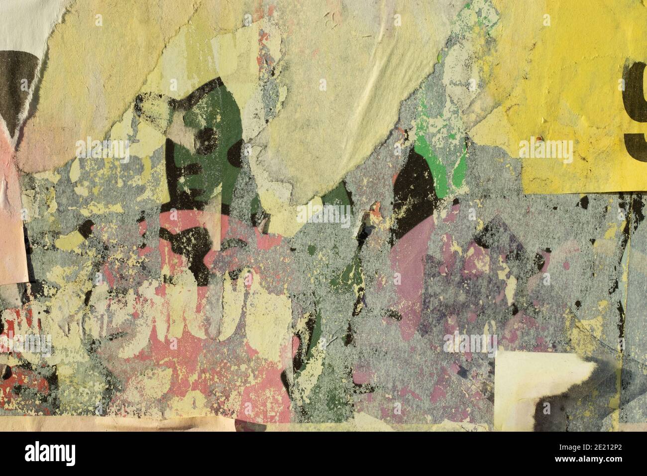Grunge wall background with ripped off paper ads, textured grungy ...