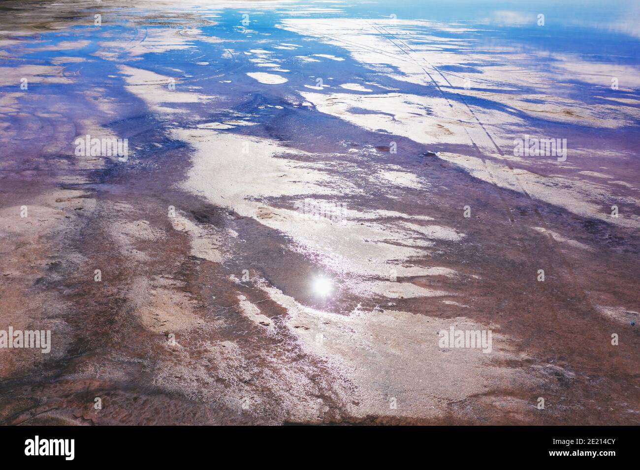 Abstract nature background. Top view of the dry estuary. Land texture ...