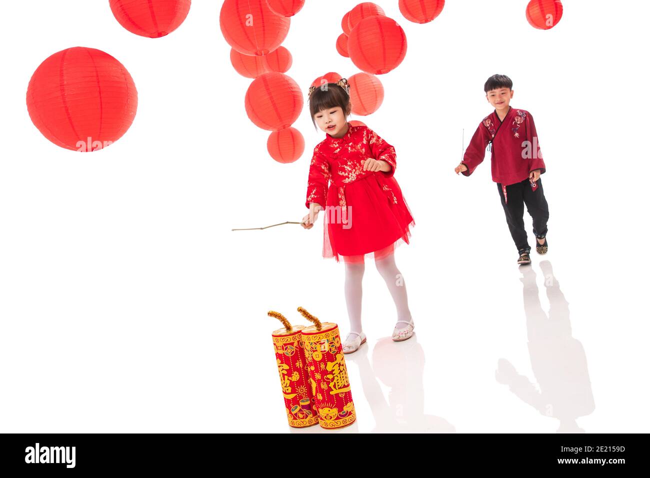 The joy of New Year's eve firecrackers boys and girls Stock Photo - Alamy