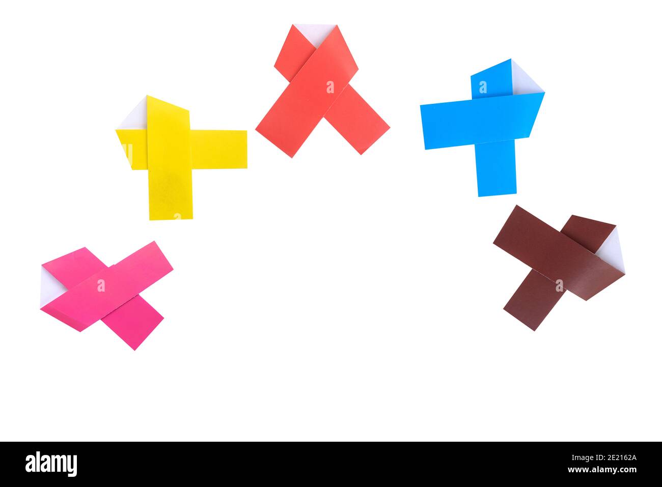 Colorful ribbons from colored paper isolated over white background ...