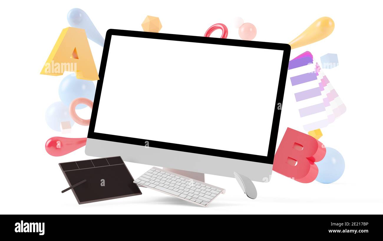 Graphic design concept mock up 3d rendering Stock Photo - Alamy