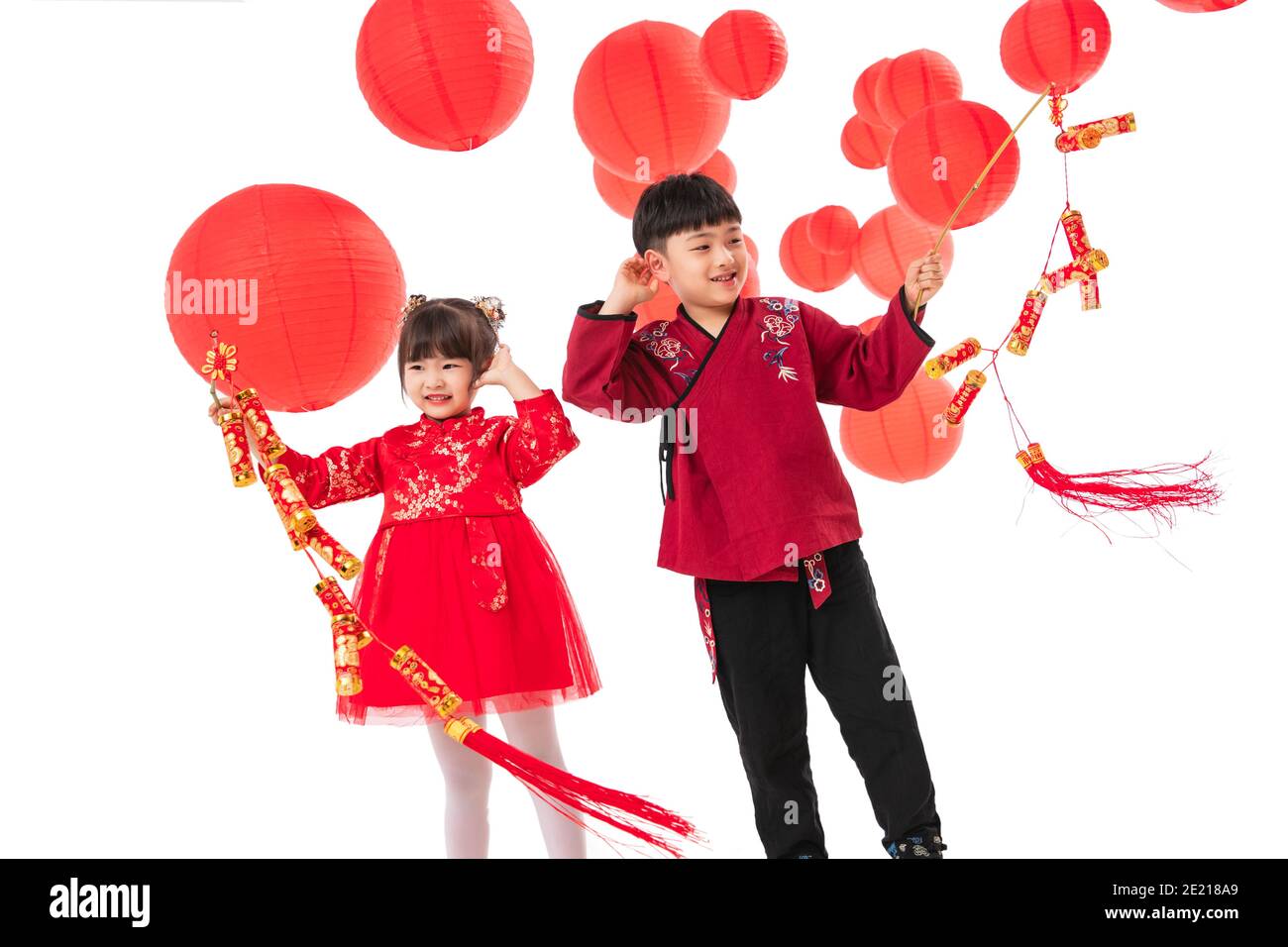 Set off firecrackers in the New Year happy boys and girls Stock Photo ...