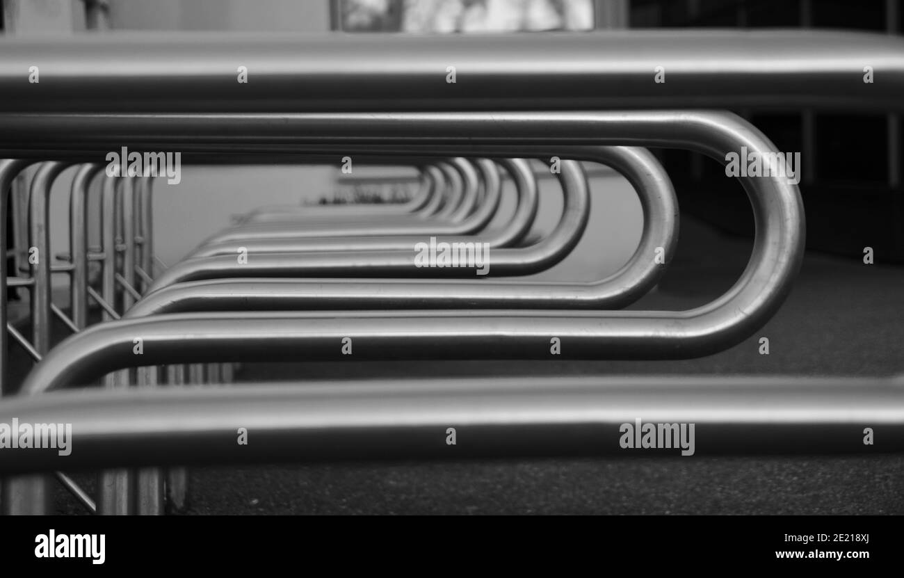 Metal bicycle rack Stock Photo - Alamy