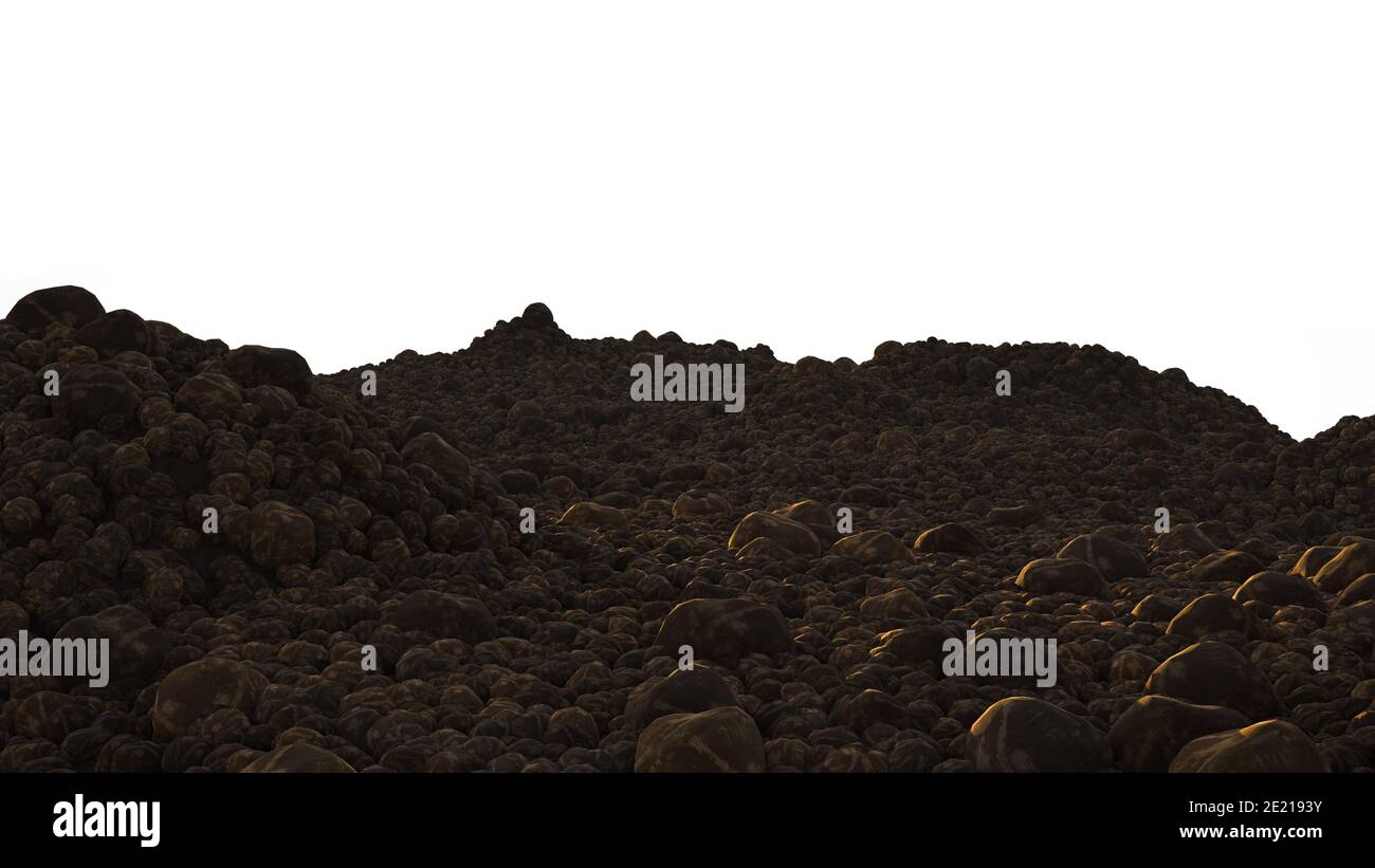 landscape with brown soil, rough ground isolated on white background ...