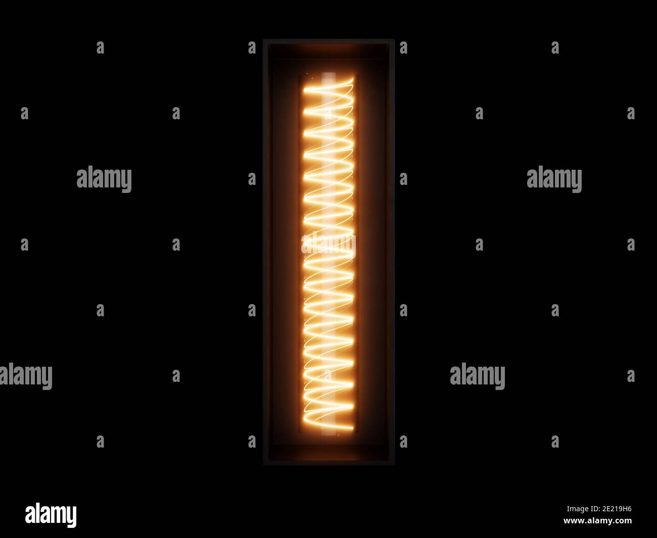 Light bulb glowing letter alphabet character I font. Front view ...
