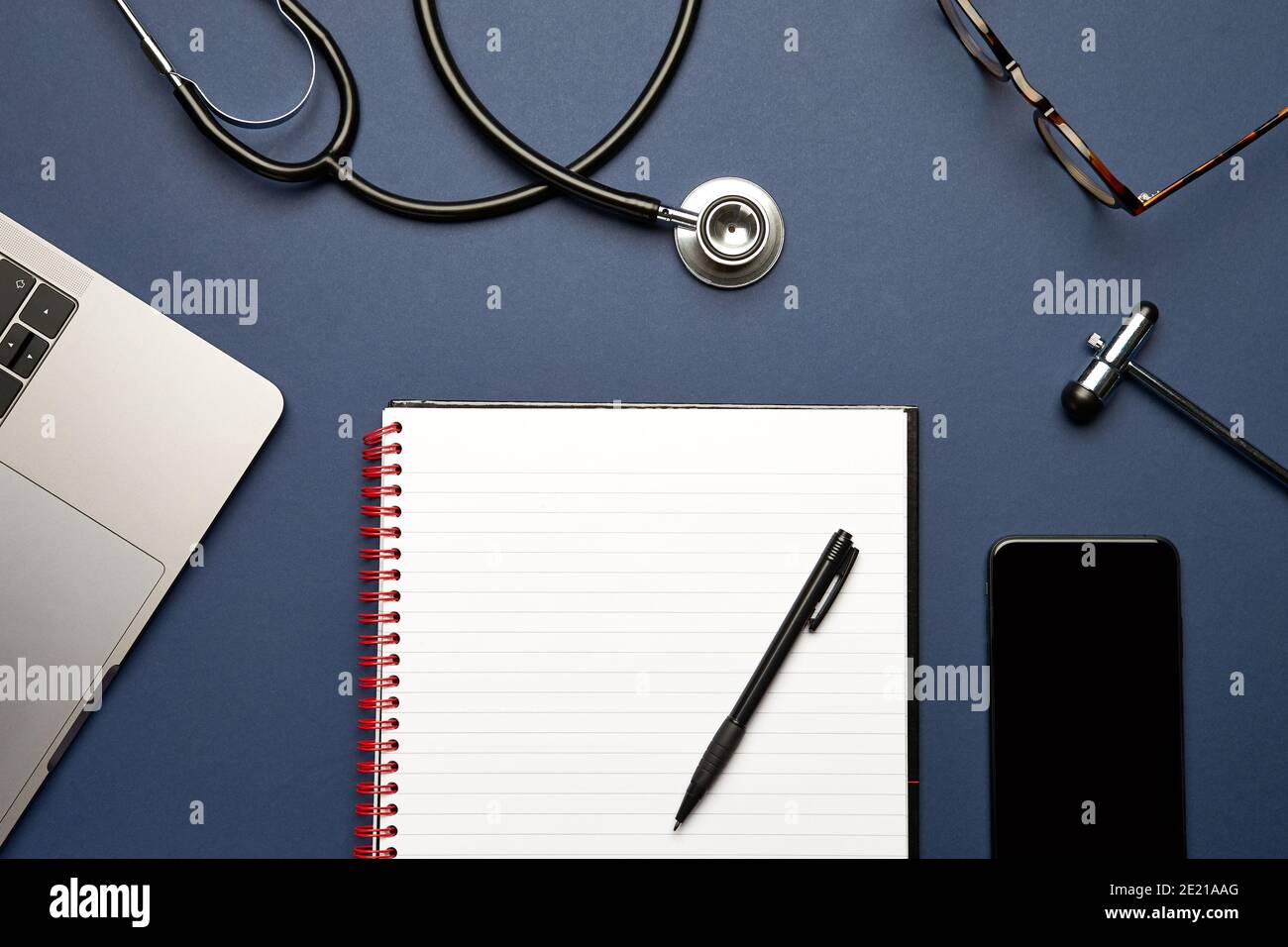 Overhead Flat Lay Shot Of Medical Equipment On Black Background Stock ...