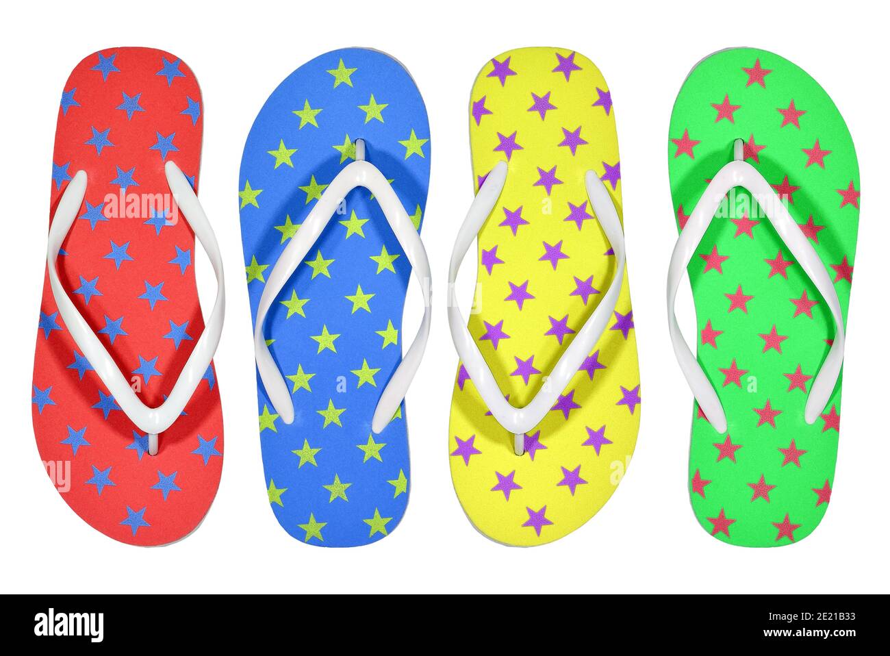 Colorful rubber slippers isolated on white background Stock Photo - Alamy