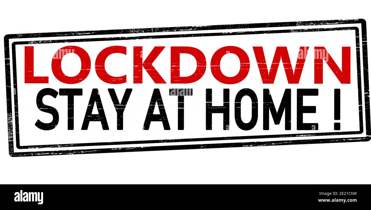 Rubber stamp with text lockdown stay at home inside, vector ...